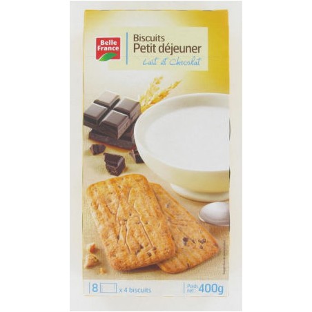 BISCUITS PETIT DEJEUNER LAIT CHOCO 400G BELLE FRANCE