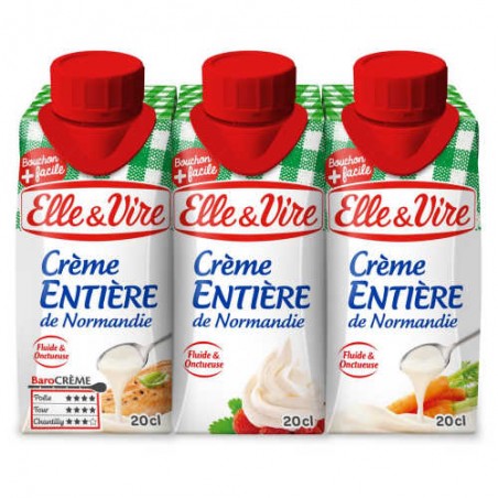 CREME LIQUIDE FLUIDE ENTIERE 4% 3X20CL ELLE&VIRE